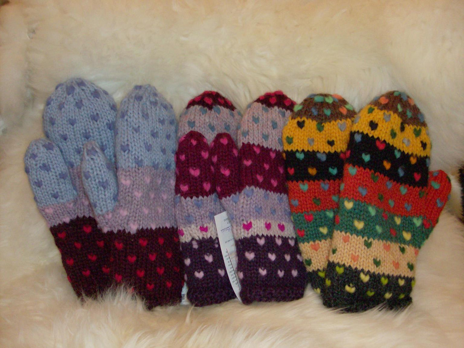 Multi Striped Thrum Mittens (MT599) - Blue Tones — Northern Watters ...